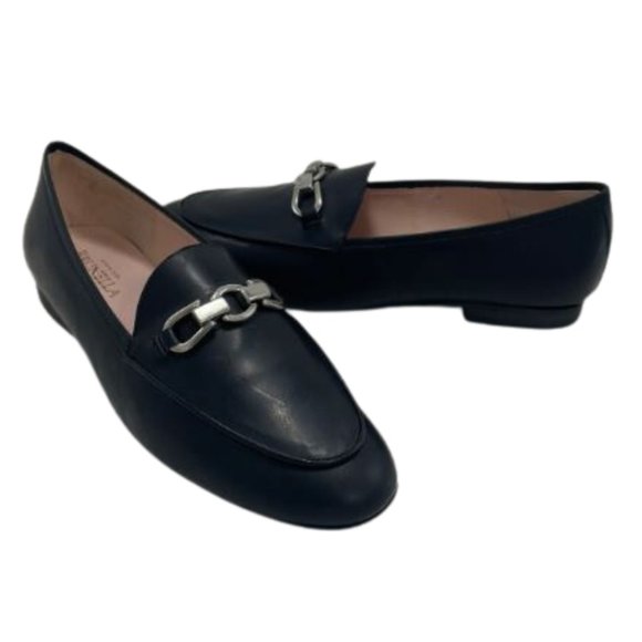 Shoes | Brunella Black High Shine Leather Loafer With Silver Chain ...